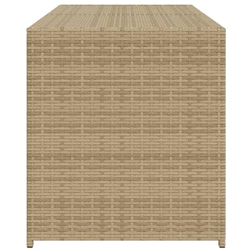 GOLINPEILO 74.8 Gal Outdoor Storage Box, Patio Rattan Deck Box, Wicker Storage Bin Deck Box, Poly Rattan Patio Storage Chest with Hinged Lid for Cushions, Pillows, 47.2"x19.7"x22" Mix Beige