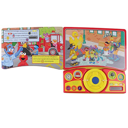 Sesame Street - Elmo's Big Fire Truck Adventure - Sound Book with Interactive Toy Steering Wheel - PI Kids (Play-A-Sound)