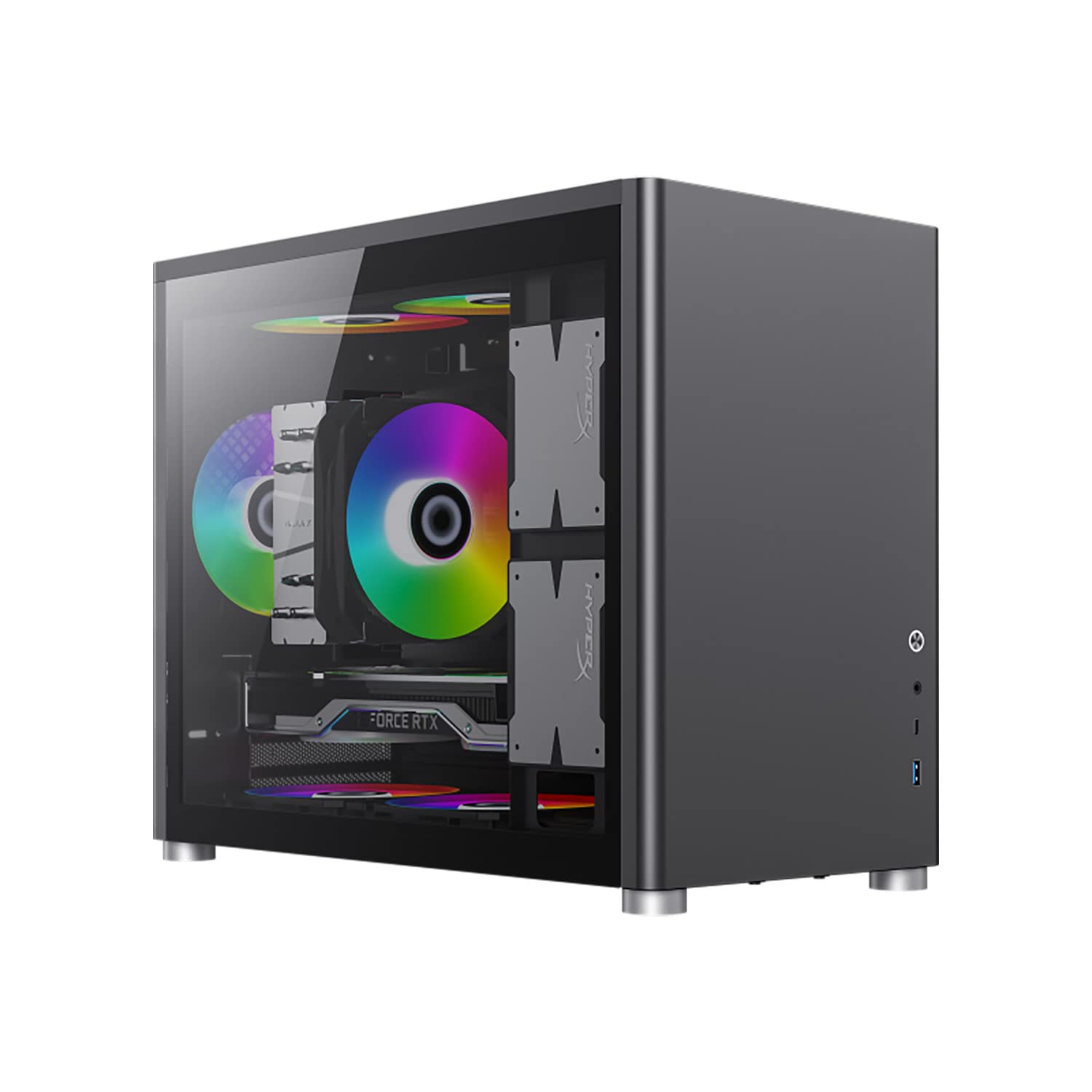 GAMEMAX Micro-ATX Tower Computer Case with Removable Dust-Proof Filter, Dual Tempered Glass Side Panels, PC Gaming Chassis (Spark-Grey)