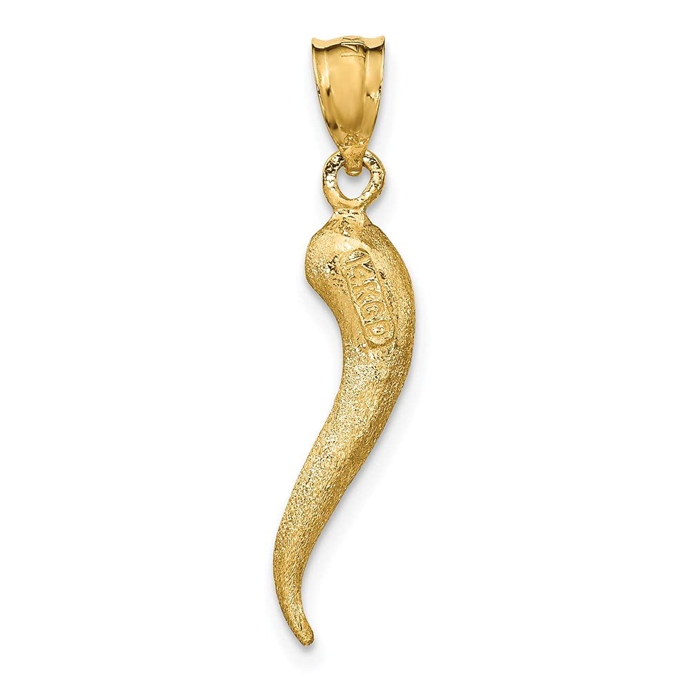 Diamond2Deal Gift for Mothers Day 14k Yellow Gold Brushed 3D Italian Horn Pendant