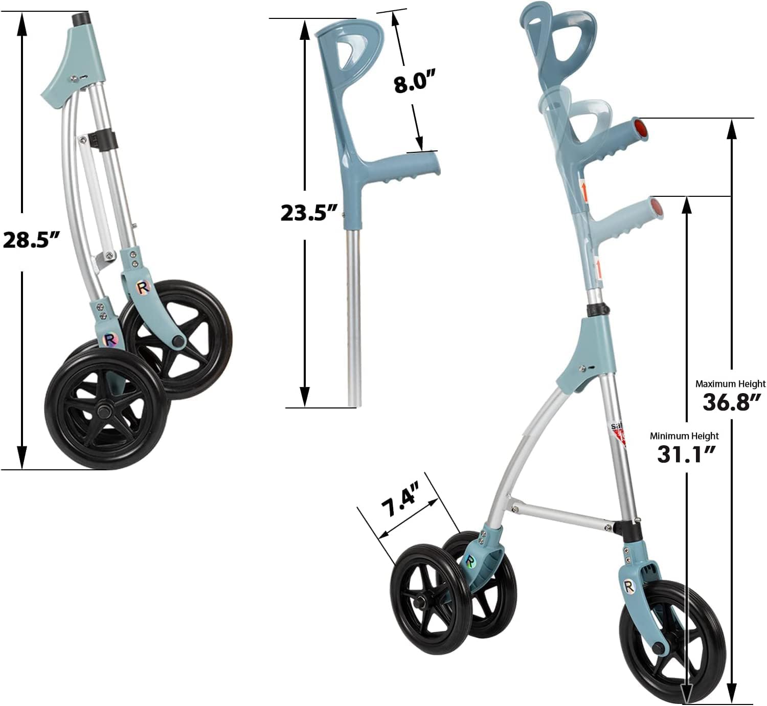 DAILYLIFE 3 Wheel Compact Rollator Walker, Lightweight Folding Mobility Rolling Walker for Seniors and Adults, Adjustable Handle Height with Sturdy Wheels and Portable Bag