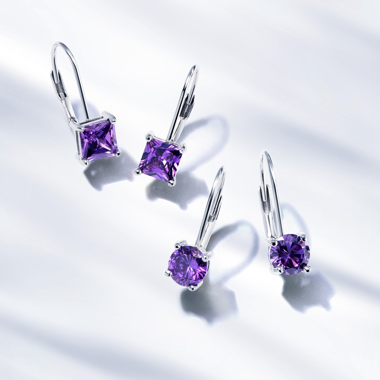 Dainty .50 Ct Round Bezel Brilliant Cut AAA Cubic Zirconia Simulated Gemstone Clear CZ Solitaire Dangle Drop Earrings Lever Back .925 Sterling Silver