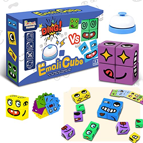 NooQee Expressions Matching Block Puzzle Educational Games Toy Face-Changing Cube Building Block for Kids Preschool 3 Years and Up