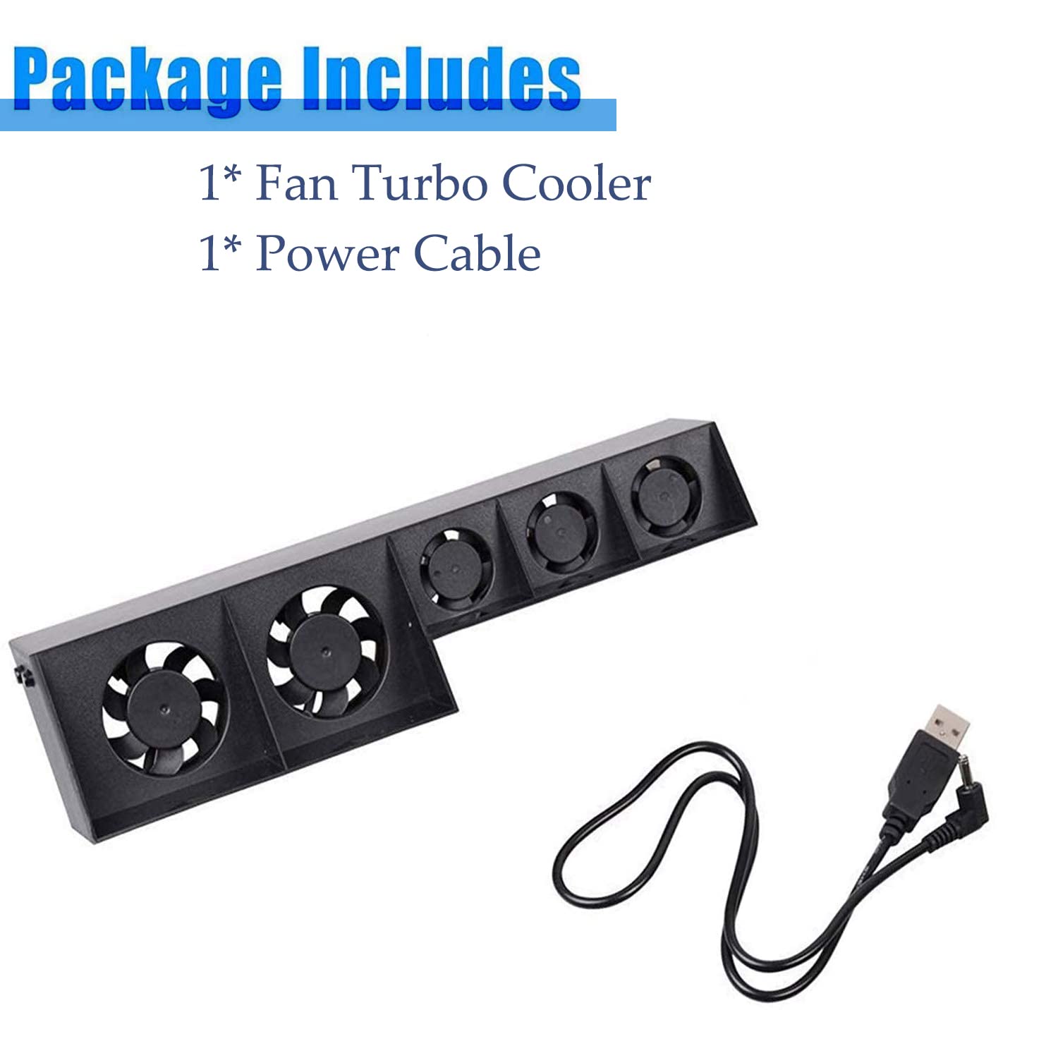 Cooling Fan for PS4- USB External Cooler 5 Fan Auto Turbo Temperature Control Cooling Fans for Sony Playstation 4 Gaming Console