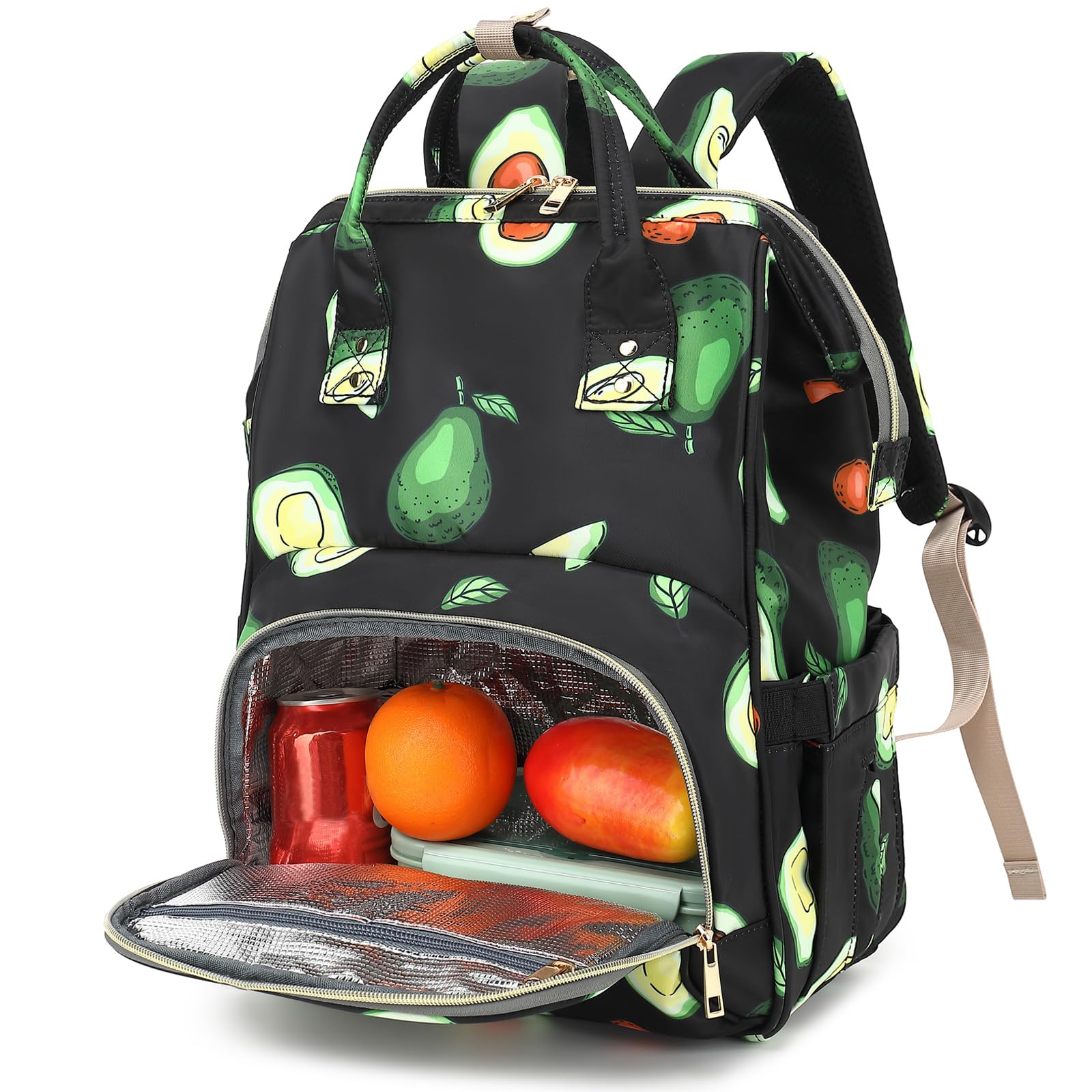 Dezcrab Cow Print Lunch Backpack for Women Girls, Insulated Cooler Backpack Laptop Backpack School Backpack Bookbag Nurse Work Backpacks