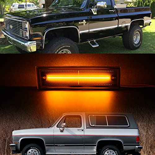 Led Side Marker Lights Replacement for 1978-1987 Chevy C/K Pickup 81-91 Blazer Amber Led Front Fender Side Marker Turn Signal Light Kit Smoked Lens Pair Driver Passenger Lamp Assembly OEM β915557