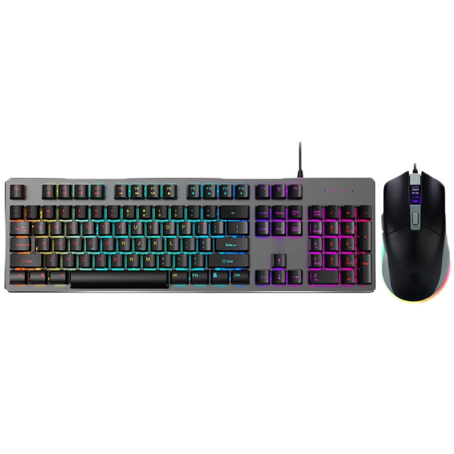 EXHNLE Wired Gaming Keyboard and Mouse Combo, RGB Backlit Keyboard with 104 Key, USB Wired Backlit Keyboard, for Laptop PC Computer Game and Work