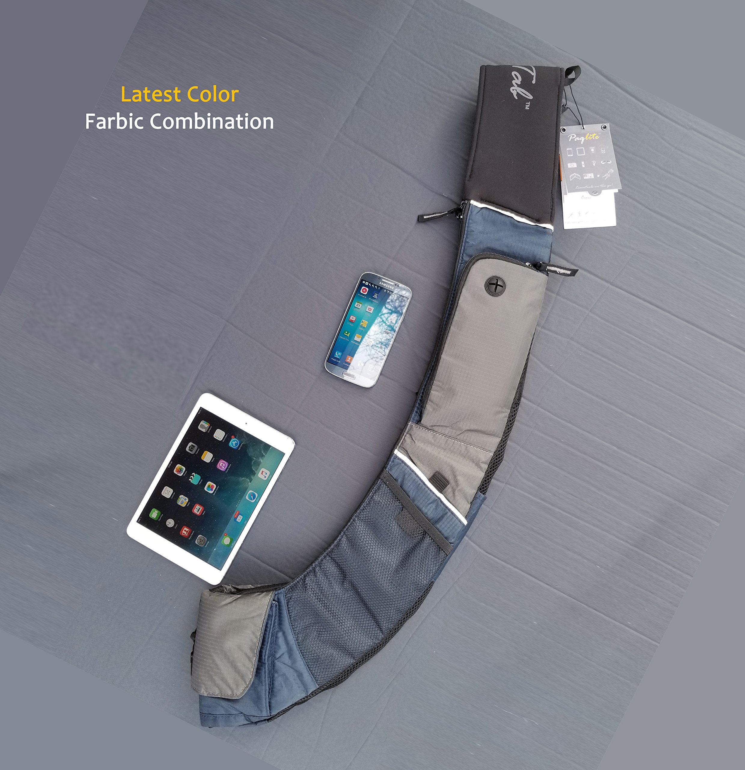 Paqlite CrossTab - TABLET Hands-Free Ultra-Light Personal Pack Carryall CrossBody Shoulder bag - Navy Blue - X-Large