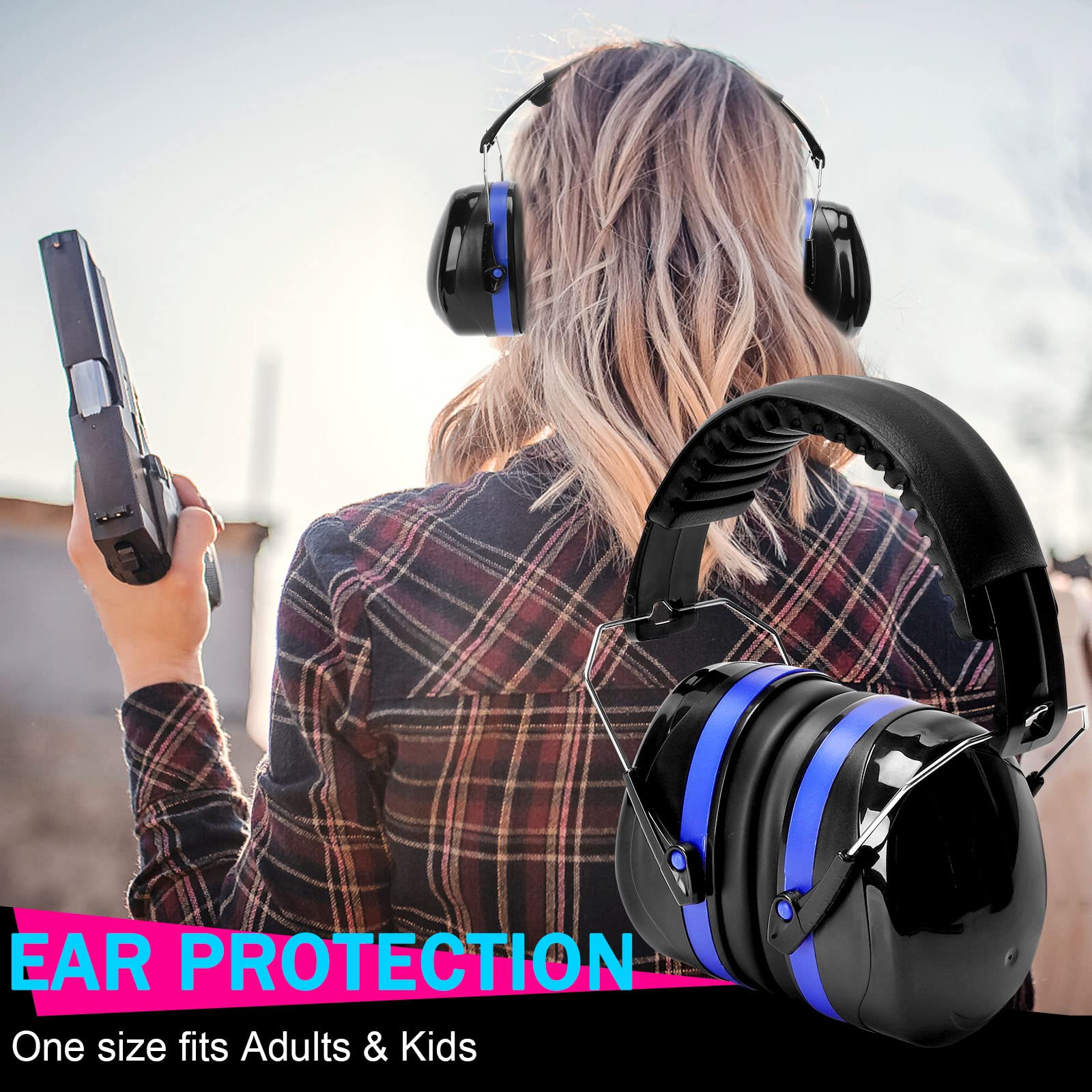 Gonnralo Shooting Ear Protection Earmuffs for Gun Range Noise Reduction,Safety Eye protection Glasses,Carrying case