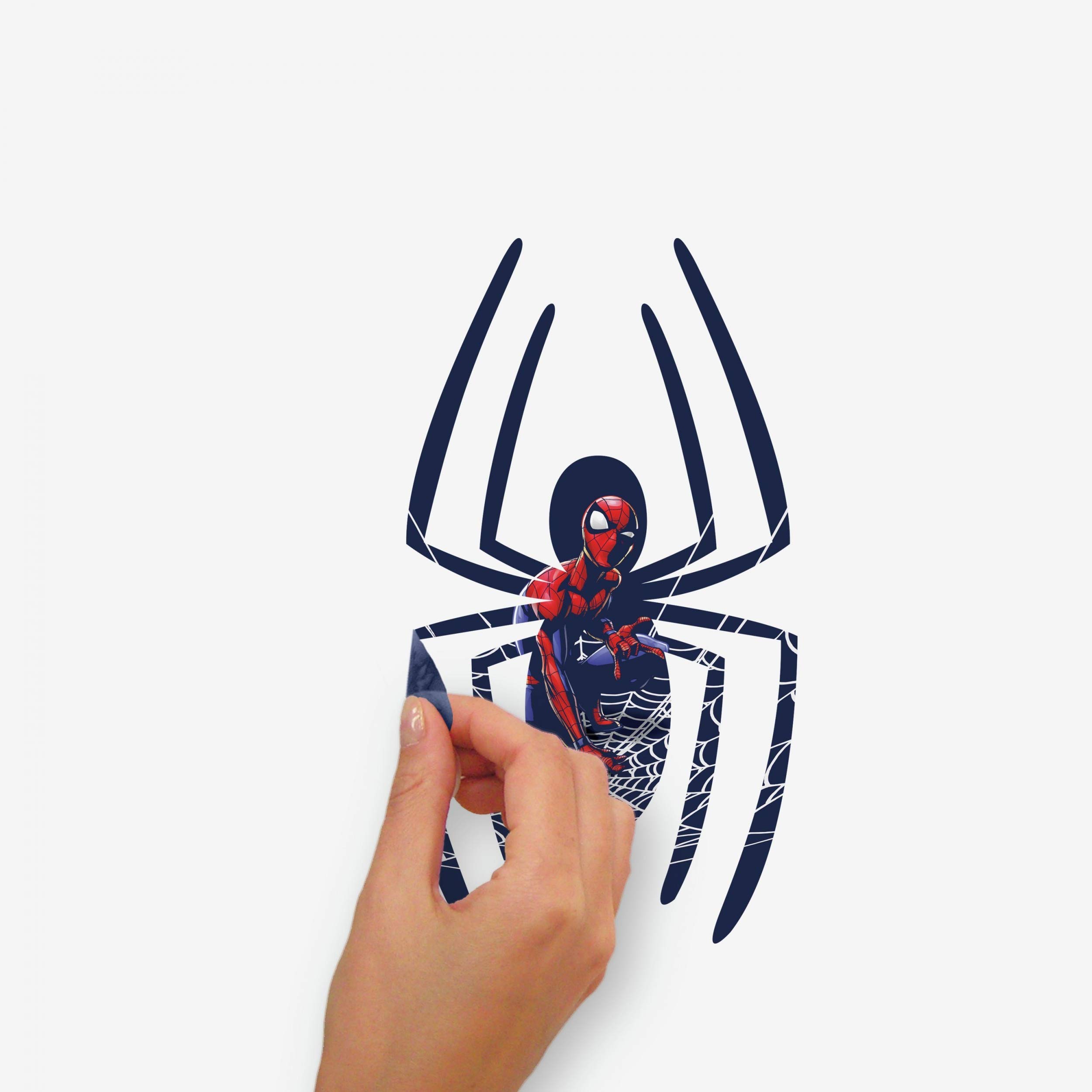 RoomMates RMK4234GM Spider-Man Peel and Stick Wall Decals, 27.36 inches x 33.61 inches, Blue, red, Black
