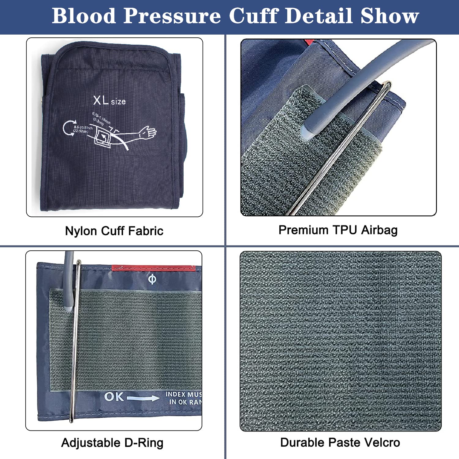 Extra Large Blood Pressure Generic Replacement Cuff,Extra Large Cuff Applicable for 8.6"-20.5" Inches (22-52cm) Big Arm Home Use,only Cuff,BP Machine Not Included
