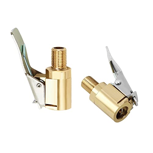 LDCRE Tire Air Chuck with Clip Adapter, Brass Locking Tire Inflator Nozzle Adapter Connect, No Leakage Tire Chucks for Vehicle Inflator Compressor Pump Connect Accessories Tool 8mm 2Pack