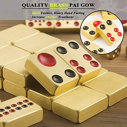 GAMONE Professional Creative Styling Brass Carved Pai Gow Material Drawing Process Dominoes Family Casino Game Appliances (Color : Preto)
