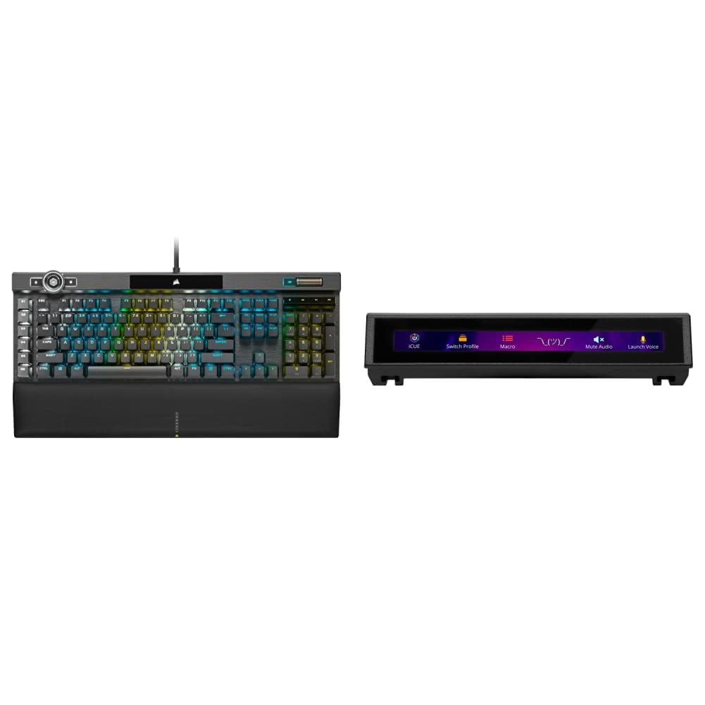 Corsair iCUE Nexus Companion Touch Screen β 5β Diagonal Screen β 6 Programmable Virtual Macro Buttons + K100 RGB Optical-Mechanical Gaming Keyboard - Corsair OPX RGB Optical-Mechanical Keyswitches