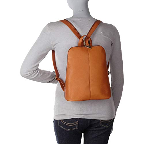 Le Donne Leather Women’s Tech-Friendly Backpack – Premium Full-Grain Colombian Vaquetta Leather Backpack, 11” x 12” x 4” (Tan)