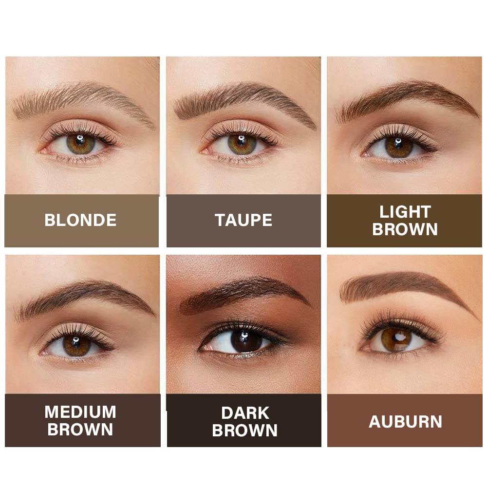 Eyebrow Stamp Stencil Kit, Brow Stamp, 24 Pieces Eyebrow Stencils Thick and Thin with 2 Dual Ended Brush and Sponge Applicators, Perfect Natural Brow, Waterproof (Medium Brown)