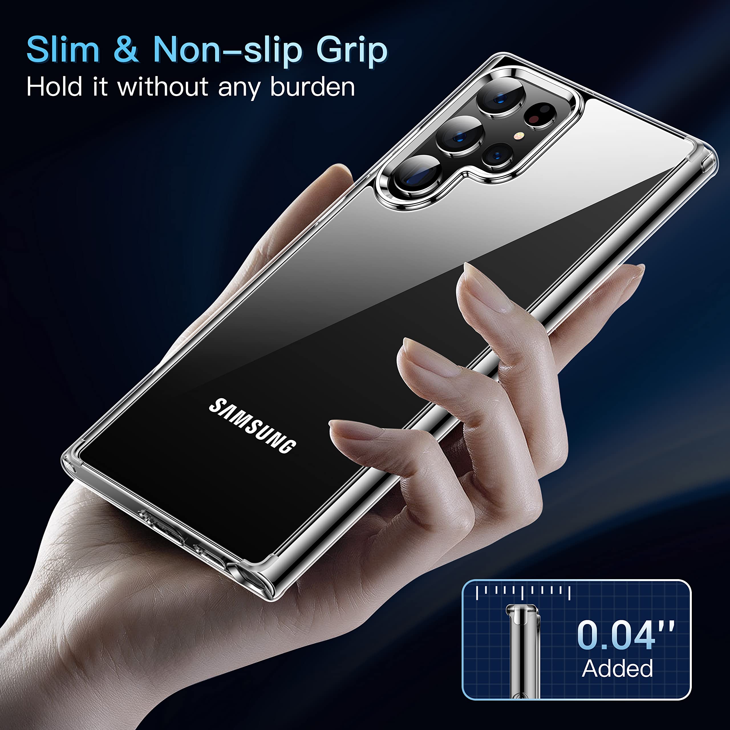 CASEKOO for Samsung Galaxy S22 Ultra Case Crystal Clear [Never Yellow] [Military Grade Drop Protection] Hard Back & Soft Bumper, Slim Thin Protective Shockproof Phone case 6.8'' 2022, Clear