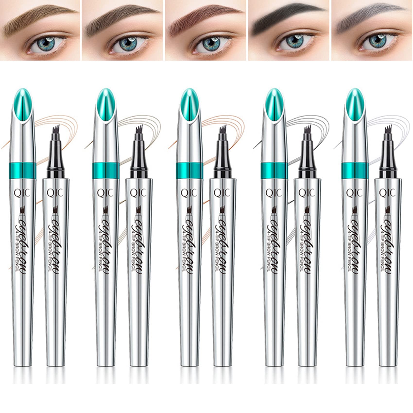 Eyebrow Pencil Eyebrow Microblading Pen - Eye Makeup Eyebrow Pen Micro 4 Point Brow Pen Lift & Snatch Eyebrow Microblading Pen Long-Lasting Waterproof Natural Eyebrow Hair (Gray)