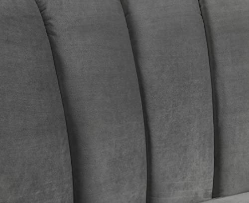 Legend Furniture Curved Sofa Velvet Symmetrical Modular Round couches for Living Room Sectional, 142" L x 32" D x 36" H, Grey
