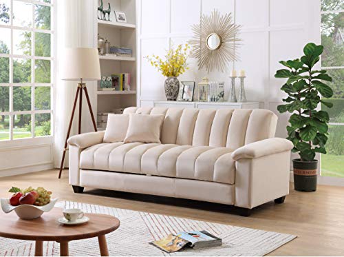 Legend Vansen 82.7'' Velvet Loveseat with Storage Convertible Sofa Bed Sleeper for Living Room and Bedroom Sofabed, Beige