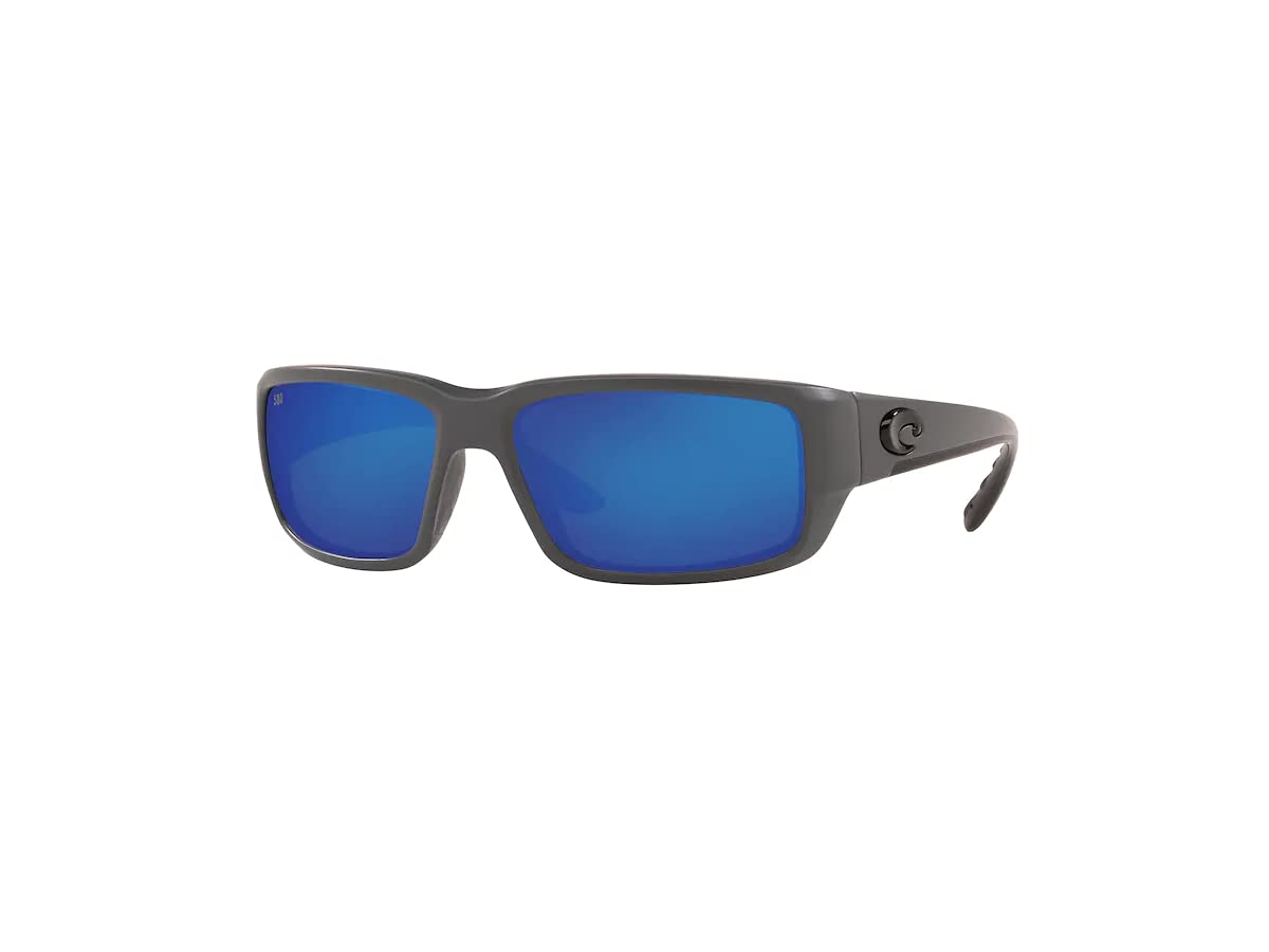 Costa Del Mar Fantail 6S9006 900651 59MM 98 Matte Grey/Blue Mirror 580g Polarized Rectangular Sunglasses for Men + BUNDLE with Designer iWear Eyewear Kit