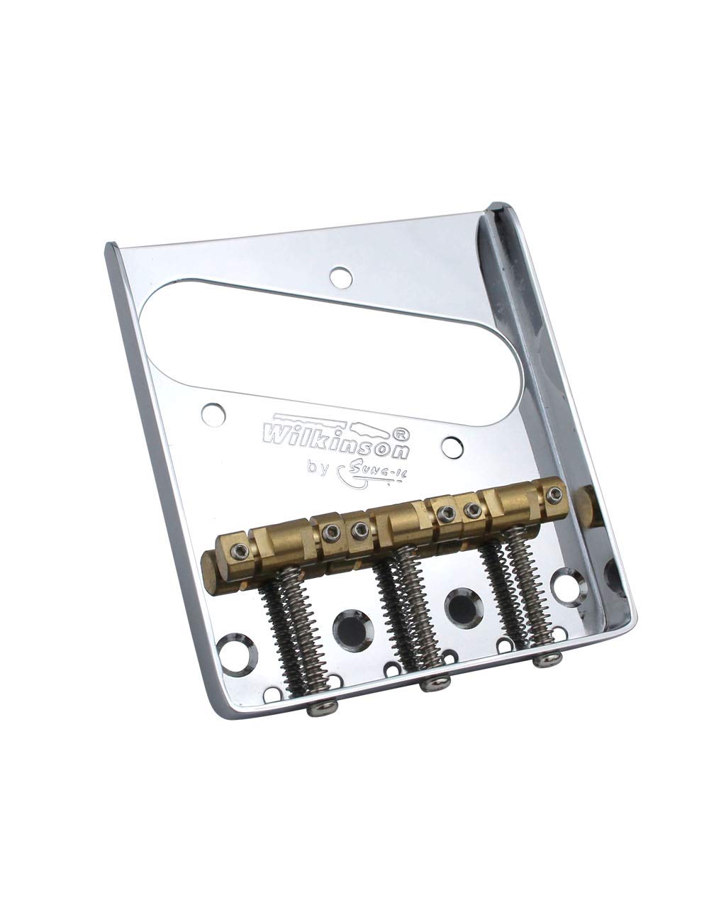 Wilkinson Fixed Guitar Bridge Compensated with 10.8mm Brass Grooves Saddles - WTB Ashtray Bridges Set Replacement for Tele TL Style 6 Strings Electric or Vintage Guitar (Chrome)