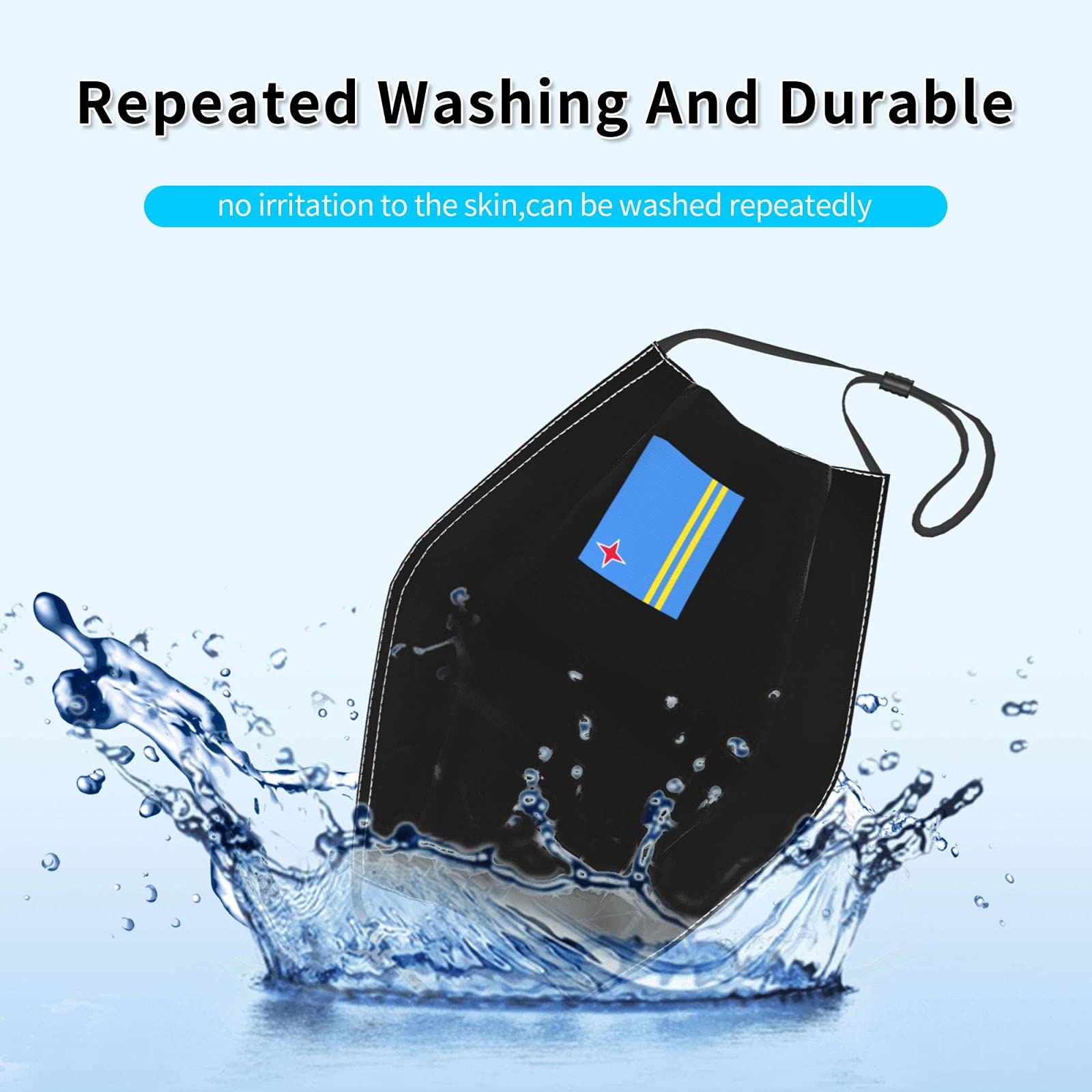 VVGETE Flag Of Aruba 3 Pcs Reusable Couple Face Masks With 6 Filters, Fashion Balaclava Washable Adjustable Ear Hooks Soft Breathable Outdoor Dust-Proof & Wind-Proof Face Mask