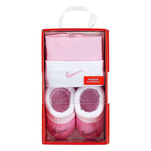Nike Baby Girls Hat And Bootie 2 Piece Gift Set (Pink(NN0598-A8F)/White, 0-6 Months)