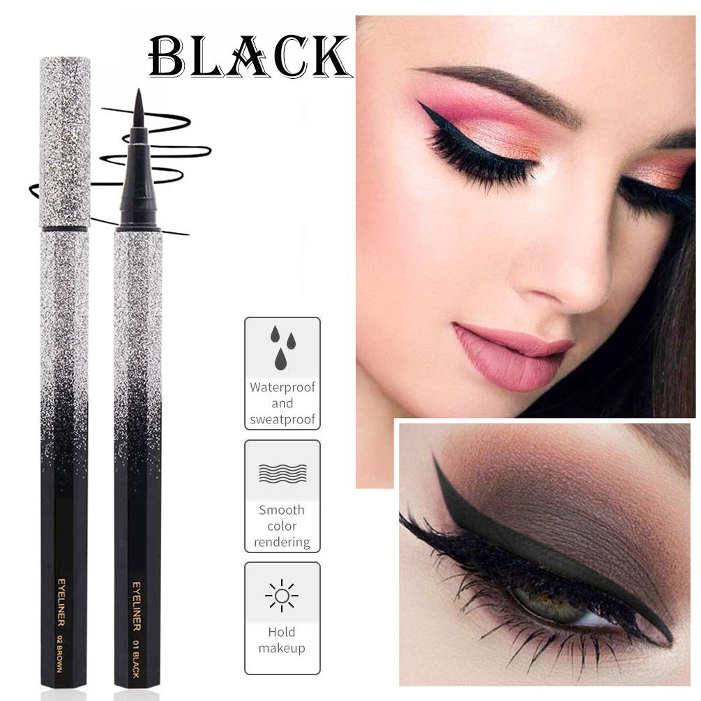 Eyebrow Tattoo Pencil, Eyeliner Pencil with Eye Makeup Long Lasting Waterproof and Smudgeproof Natural Looking Brows 3 Styles (Dark Brown/Black)