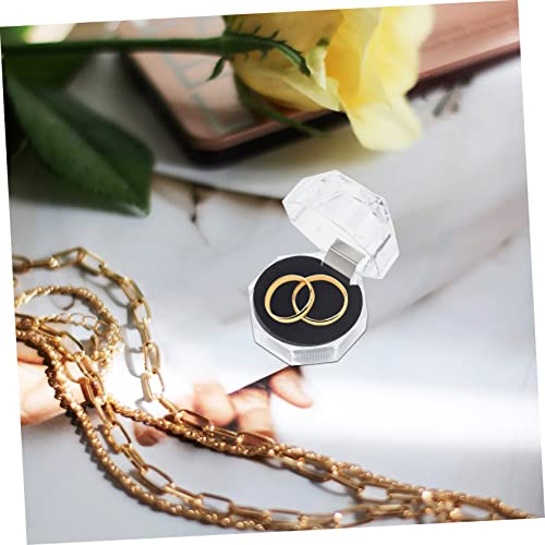 Didiseaon 100 Pcs Packing Box Earrings Storage Case Rings Storage Organizer Wedding Ring Holder Proposal Ring Holder Plastic Ring Keeper Jewelry Clear Stand Sponge Crystal Ring Bracket Bride