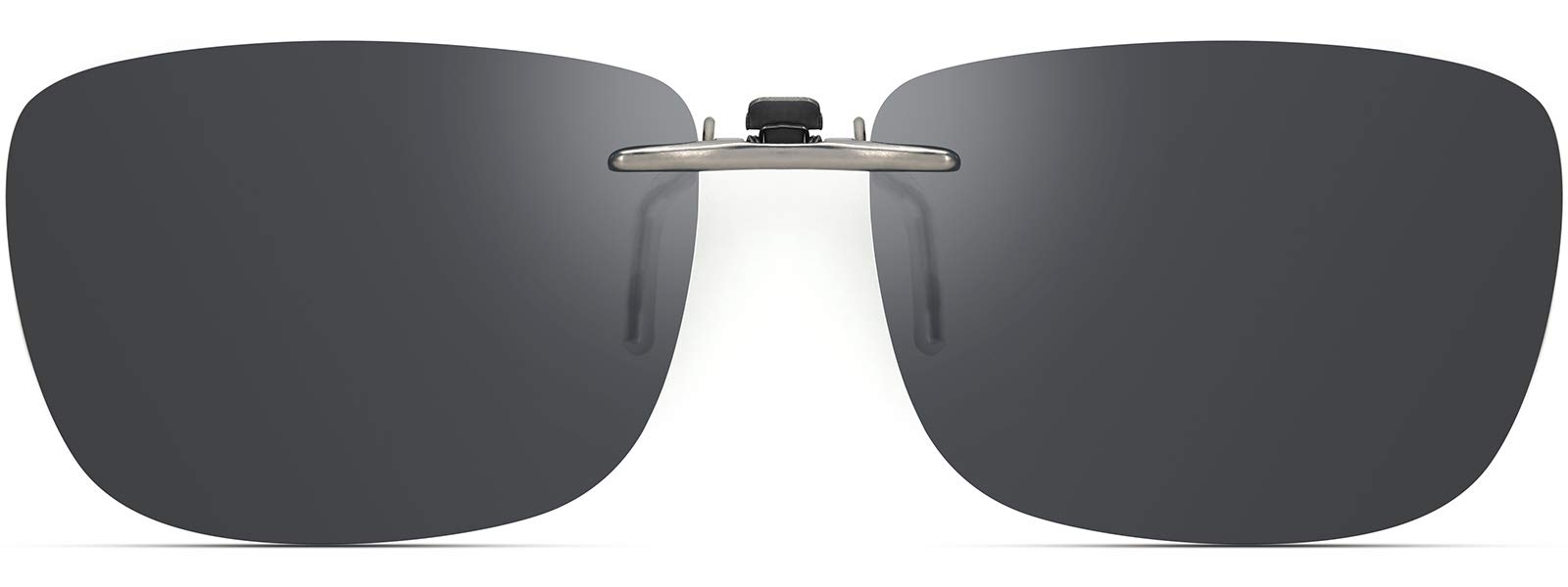 CAXMAN Polarized Clip On Sunglasses Over Prescription Glasses for Men Women Compact Fit Grey Lens Large Size UV Protection