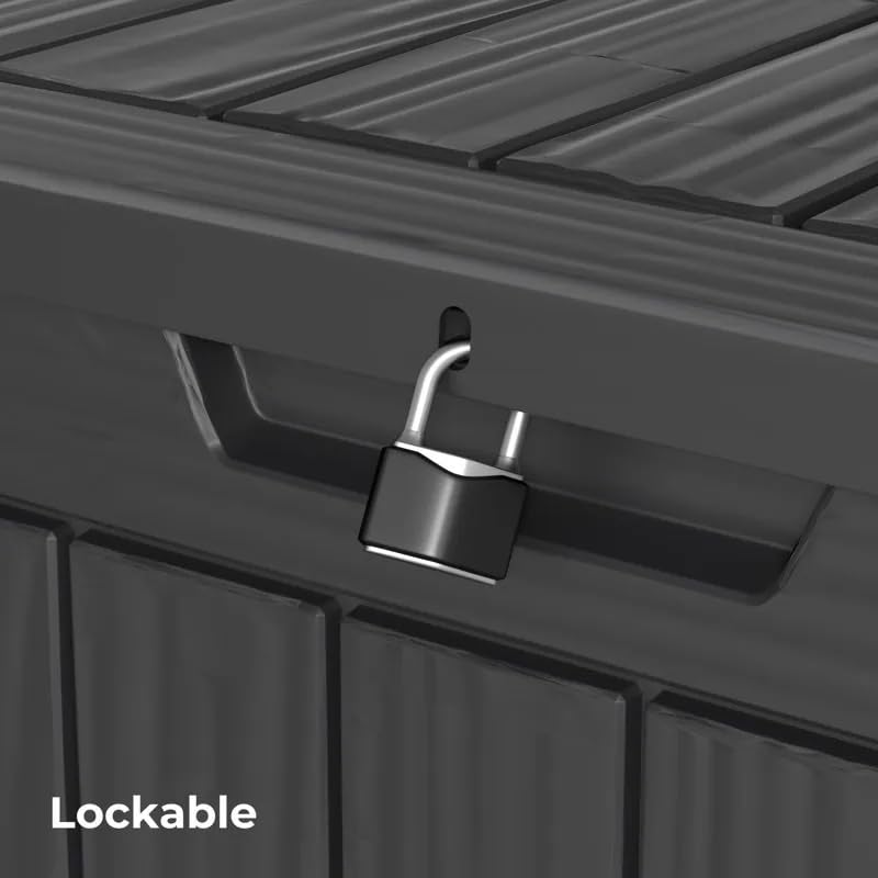 Greeniparty 28 Gallon Outdoor Patio Storage Resin Lockable Deck Box - Black