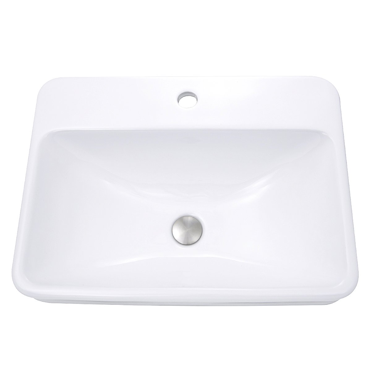 Nantucket Sinks DI-2317-R1 1-Hole Rectangular Drop-in Ceramic Vanity Sink, 23"