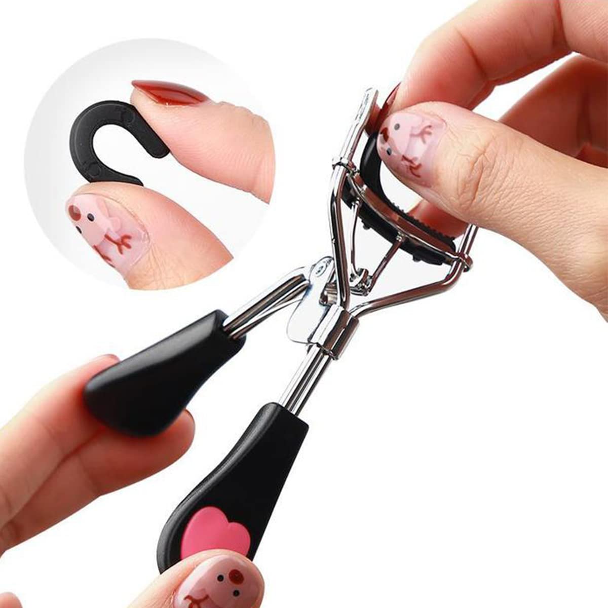 Eyelash Curlers, Eyelash Curler with Comb Eye Lash Curler with Brush, Professional Daily Makeup Tool for Eyelashes Curler with 2 Refill Pads(Black)