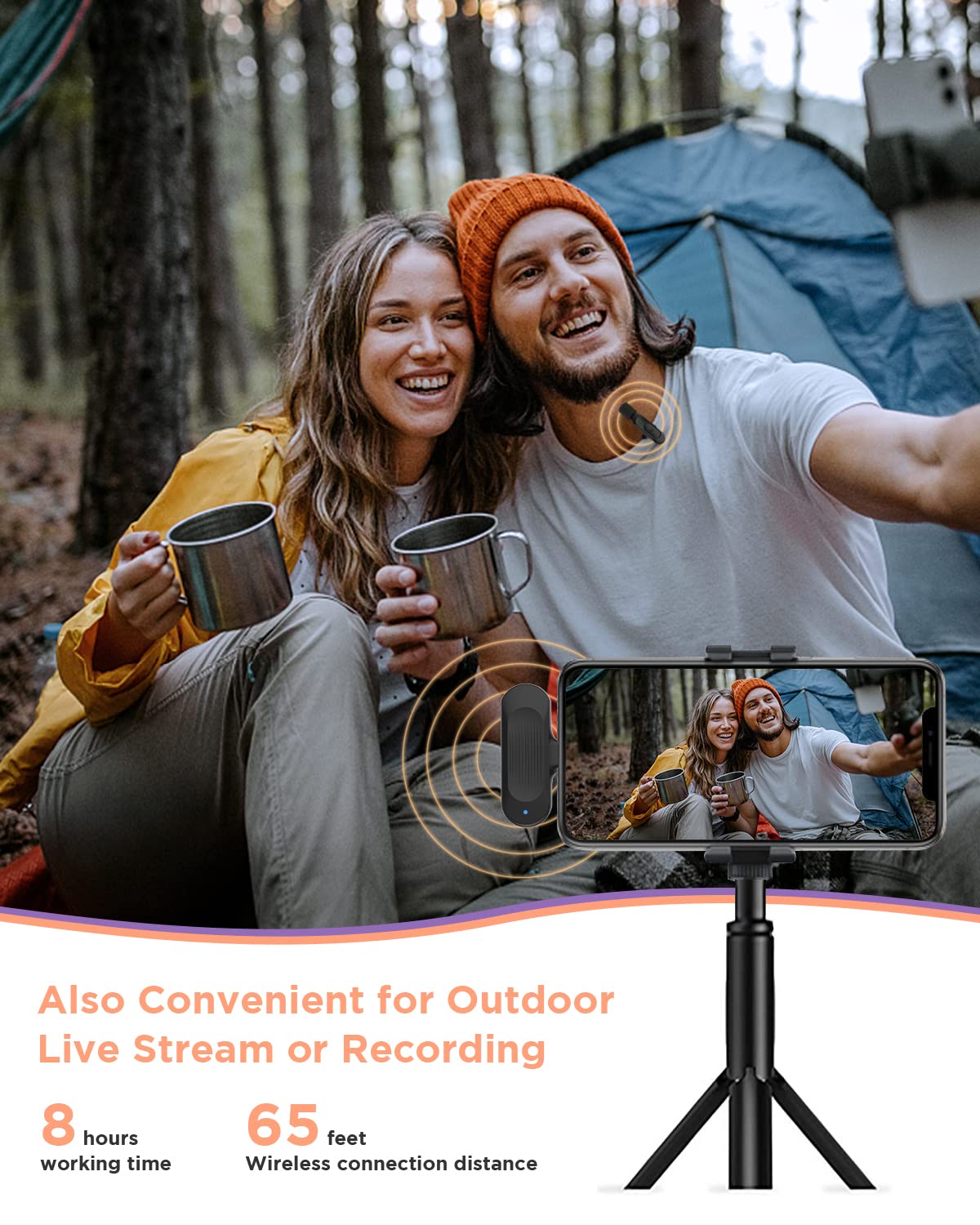 Digiray Wireless Lavalier Microphones for iPhone Video Recording, ipad, YouTube,TikTok - Professional Cordless Lavalier Microphone USB C Port with Noise Cancellation Mic -Black