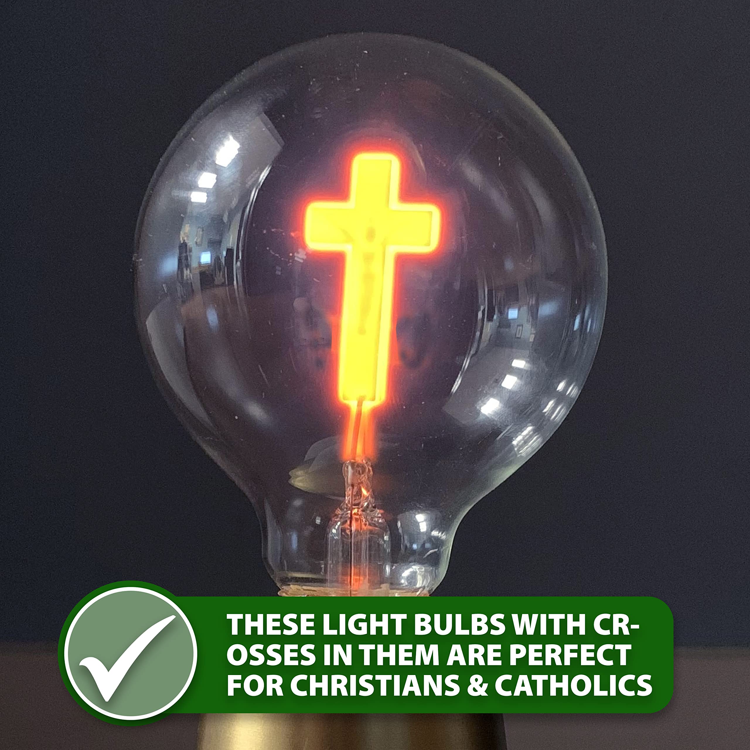 Mandala Crafts Christian Light Bulb Crucifix Bulb Jesus on The Cross Catholic Novelty Bulb 3W 120V for Pendant String Night Light (Standard Base 1 Bulb)