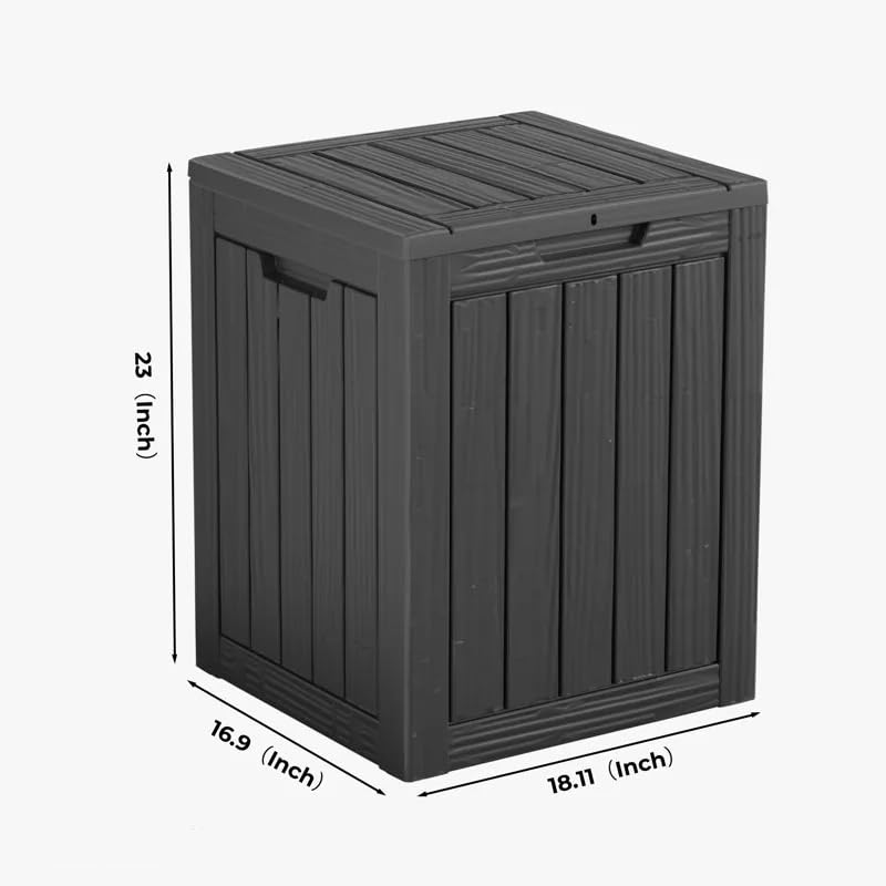 Greeniparty 28 Gallon Outdoor Patio Storage Resin Lockable Deck Box - Black