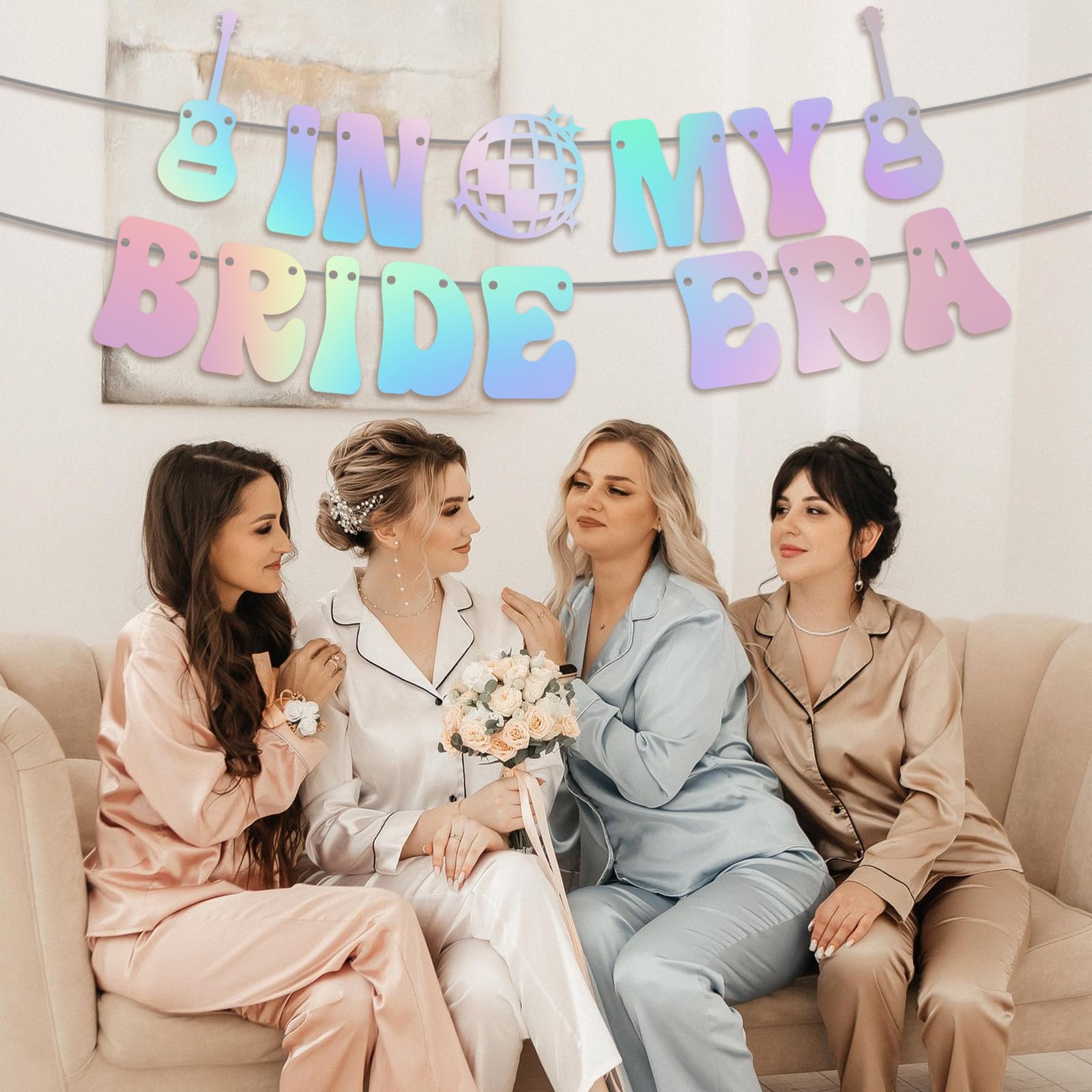 Generic in My Bride Era Banner,Glitter bridal shower party banner,in My Bride Era Decoration,Bride to Be Banner,Wedding Bridal Shower Bachelorette Party Decorations, Iridescent