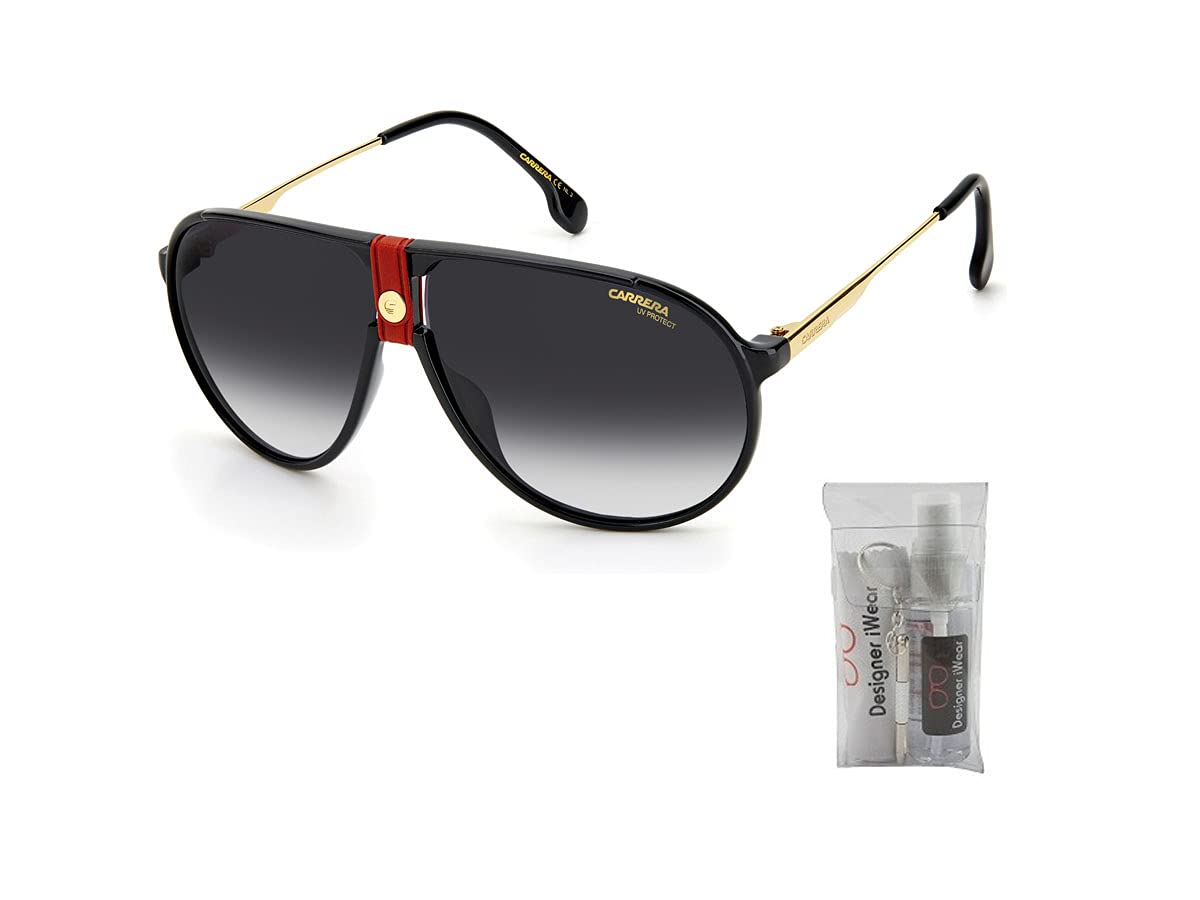 Carrera CA1034/s 63MM Gold Red/Dark Grey Gradient Square Sunglasses for Men for Women + BUNDLE With Designer iWear Eyewear Kit