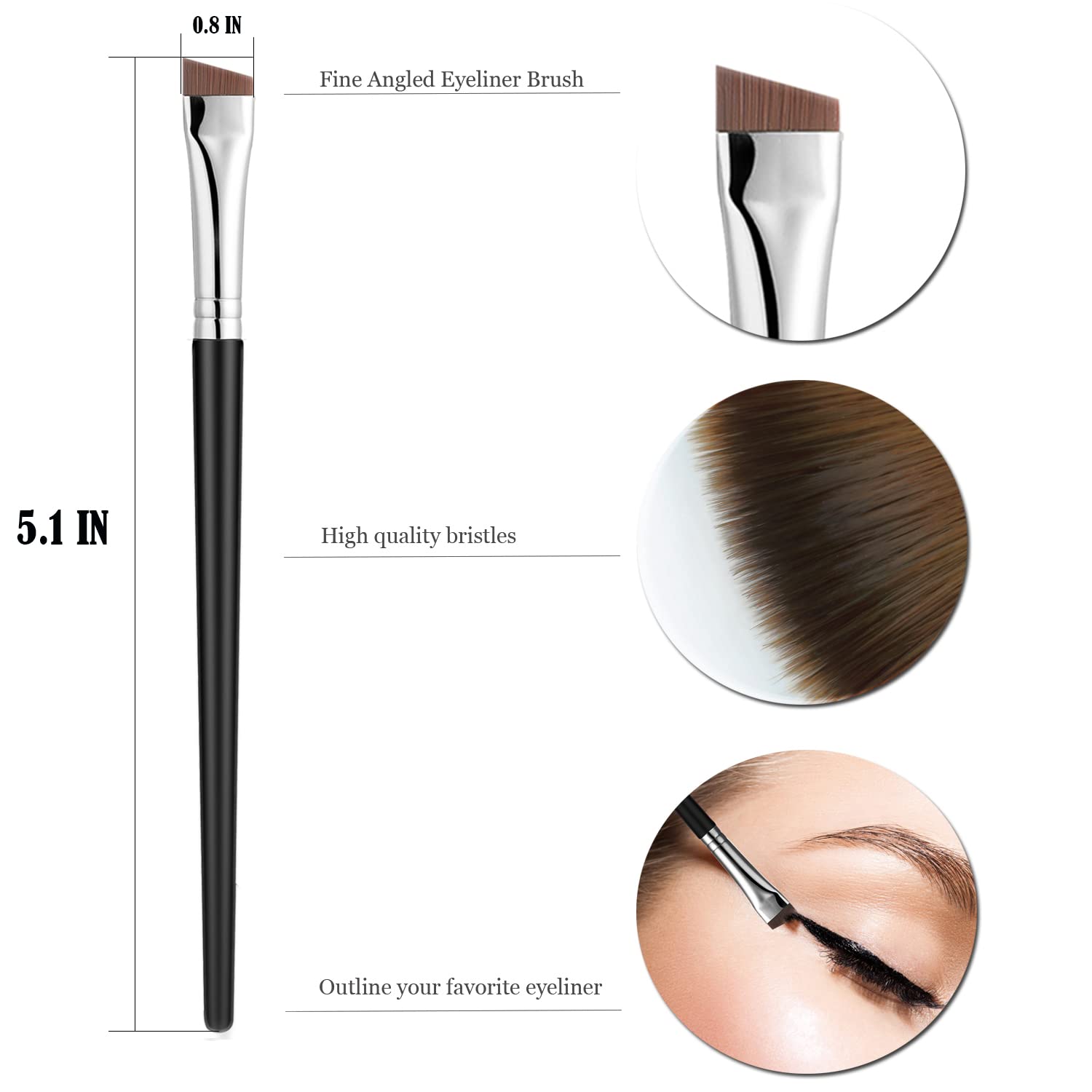 Eyeliner Brushes Set,JASSINS Fine Angled Eyeliner Brushes,Precision Gel Eye Liner Ultra Fine Bent Makeup Brush For Newbies and salon(3PCS)