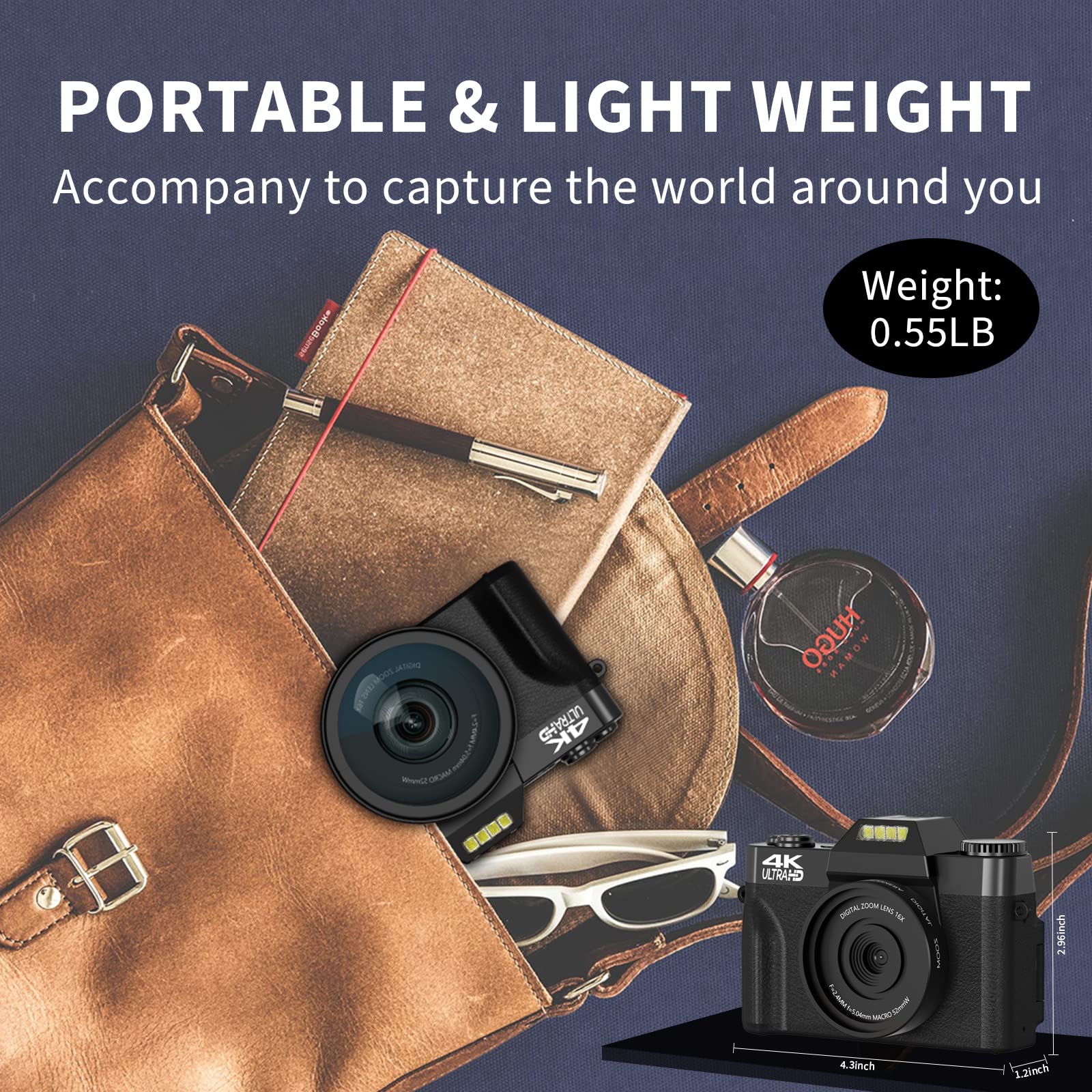 Digital Camera for Photography 4K 48MP VJIANGER Vlogging Camera for YouTube with 3.0ββ 180Β° Flip Screen, 16X Digital Zoom, 52MM Wide Angle Lens & Macro Lens, 2 Batteries, 32GB Micro SD Card(W01 B4)