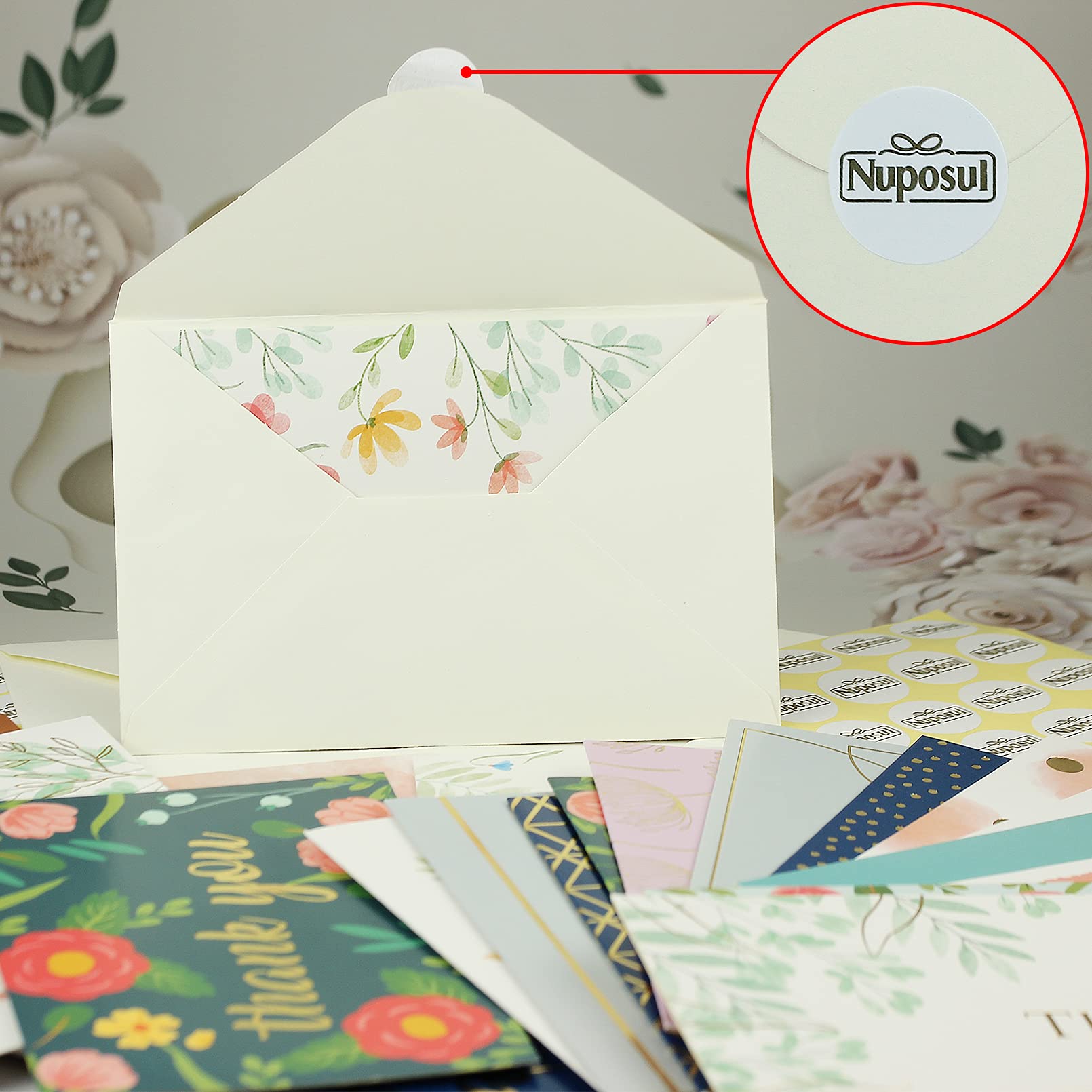 Nuposul Thank You Cards with Envelopes - 24 Blank Note Cards for All Occasion, Baby Showers,wedding, birthday party