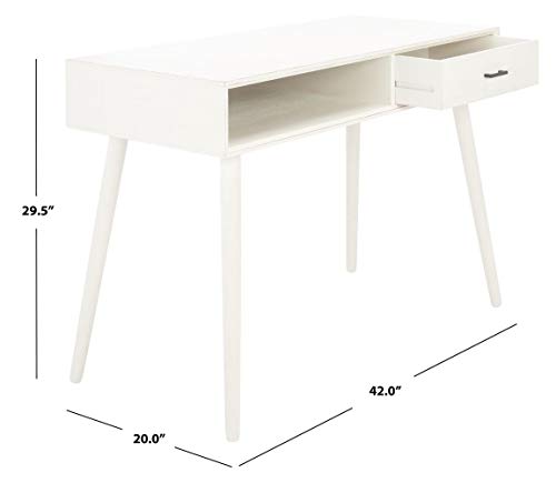SAFAVIEH Home Collection Remy Distressed White 1-Drawer Writing Desk
