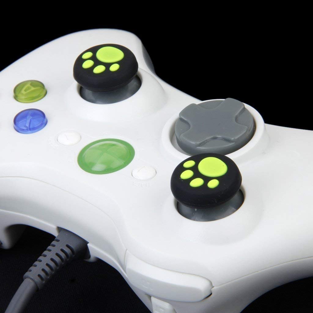 Silicone Thumb Stick Grip Cap Joystick Thumbsticks Caps Cover for PS4 PS3 Xbox One PS2 Xbox 360 Game Controllers (Green Cat Dog Paw 4PCS)