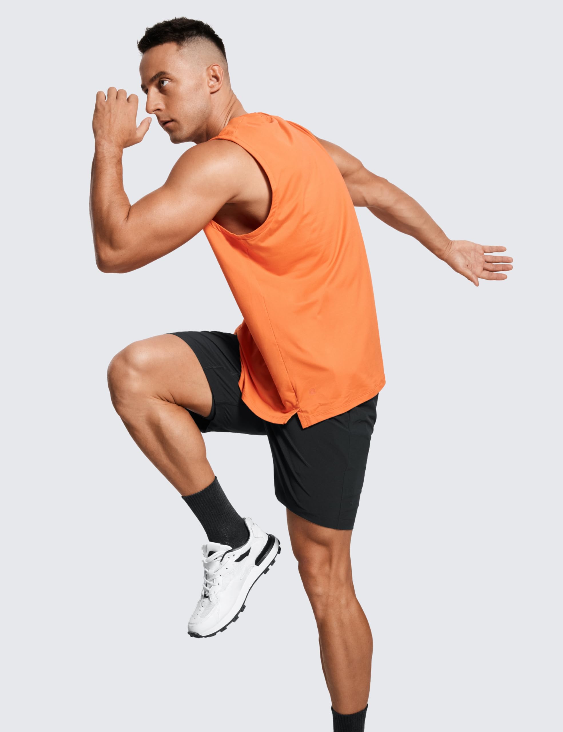 CRZ YOGA Men's 2 in 1 Running Shorts with Liner - 7'' Quick Dry Workout Sports Athletic Shorts with Pockets Black Medium