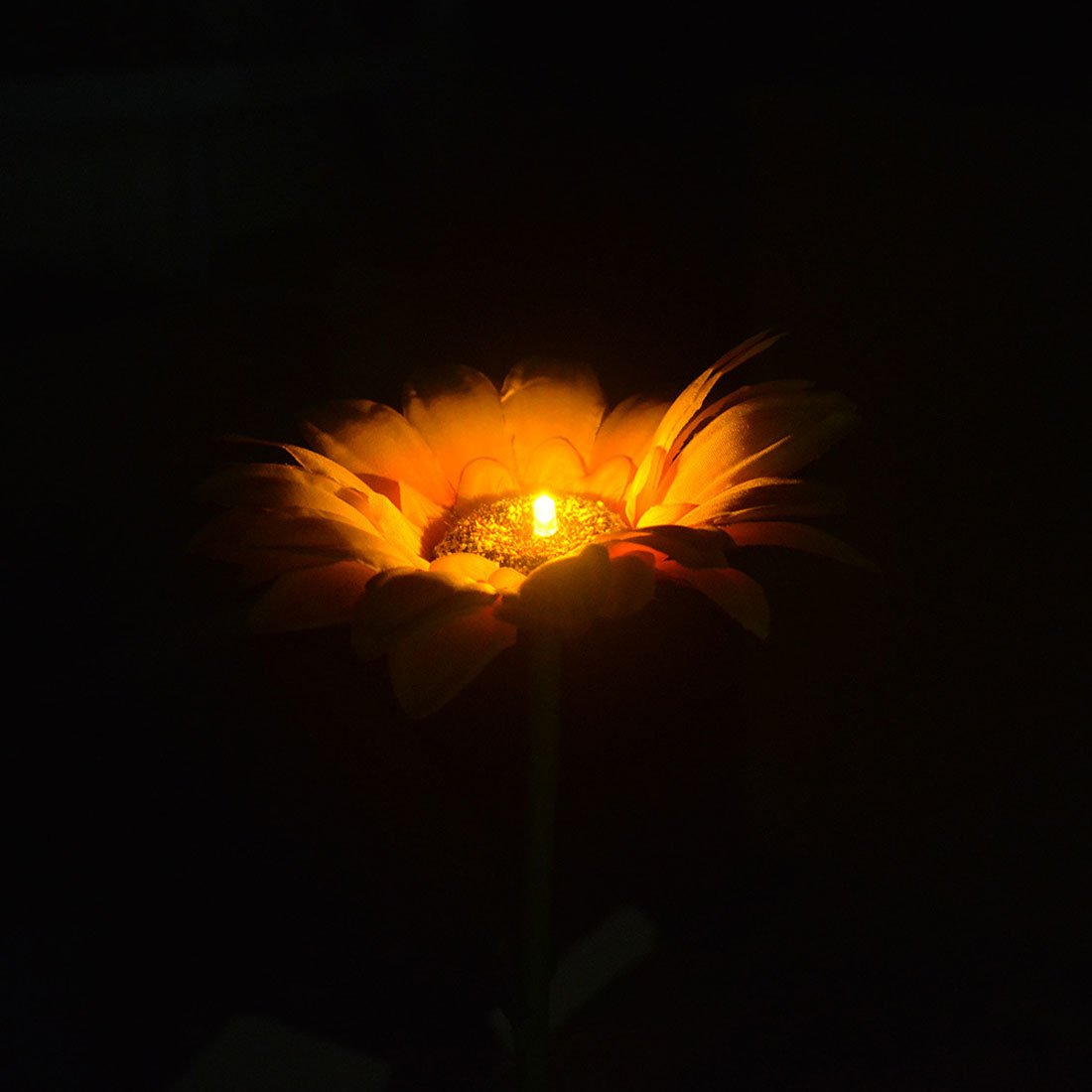 Penfly LED Solar Power Artificial Sunflower Light Night Mood Lamp In-ground for Home Outdoor Yard Landscape Garden Park Grassland Lawn Decoration Yellow