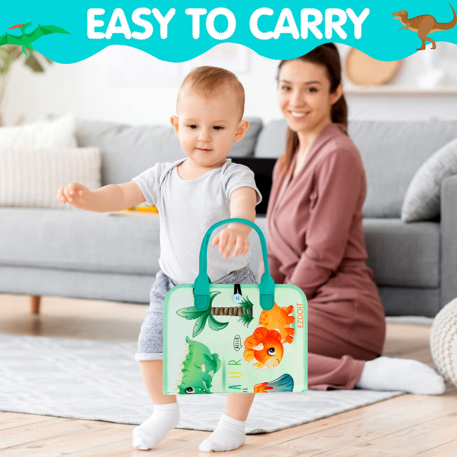 ezdoit Busy Board Montessori Toy Sensory Board for Toddlers Preshool Educational Activity Travel Toy Gift for 3 4 5 Years Old Boys Girls