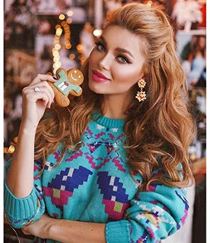 CEALXHENY Christmas Earrings for Women Xmas Gift Bow Earrings Present Bow Drop Dangle Earrings Holiday Accessory Gifts (Gold Gift Bow)