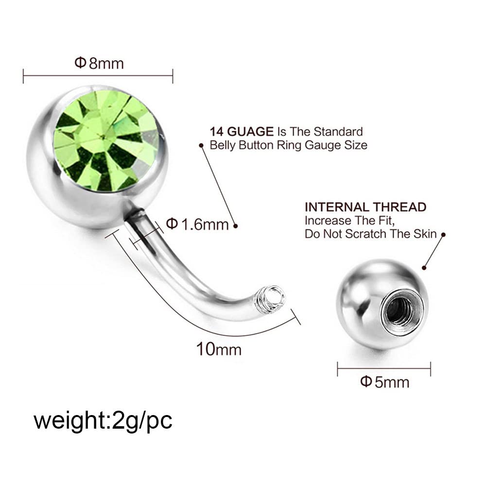 CSIYANJRY99 8 PCS Surgical Steel Belly Button Rings for Women CZ Navel Rings Belly Rings Belly Piercing