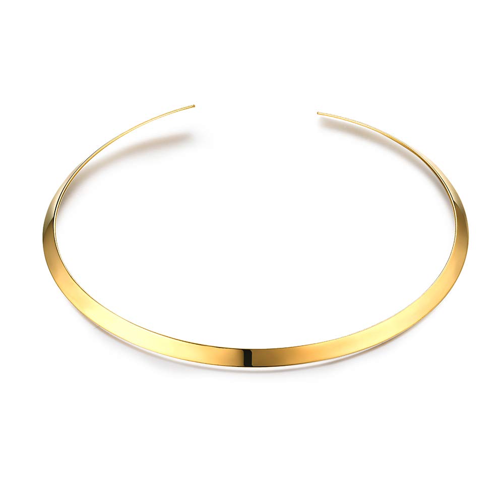 Carweilon Statement Women Choker Necklace Polished Stainless Steel Chunky Necklace Jewelry Gift (0.1inch width, Silver)